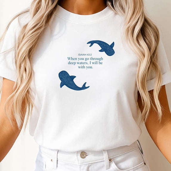 Christian Bible Verse Tee Isaiah 43:2 Deep Waters Faith Religious Gift ...