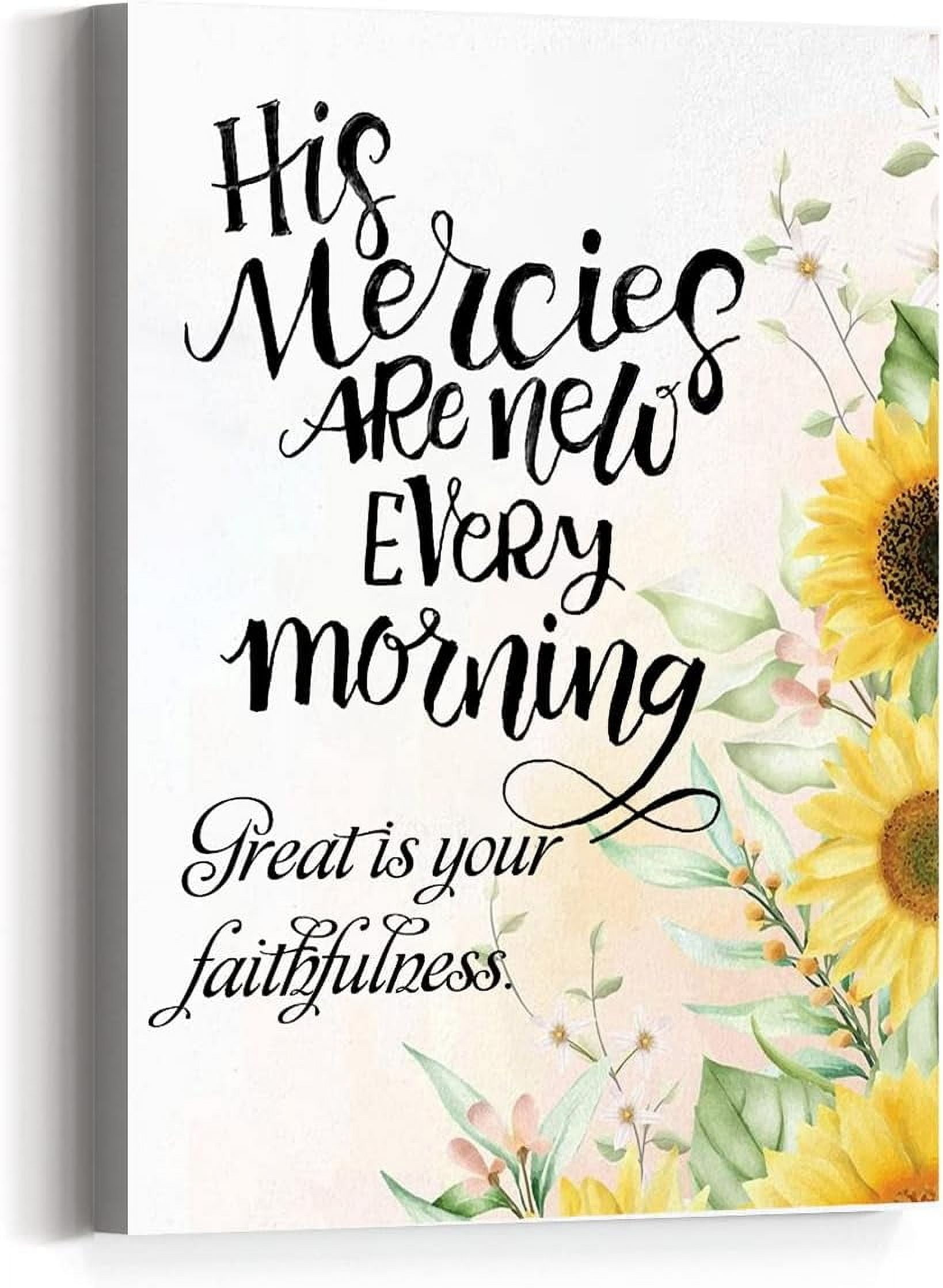 Christian Bible Verse Wall Art Canvas,His Mercies Are New Every Morning Quote Motivational ...