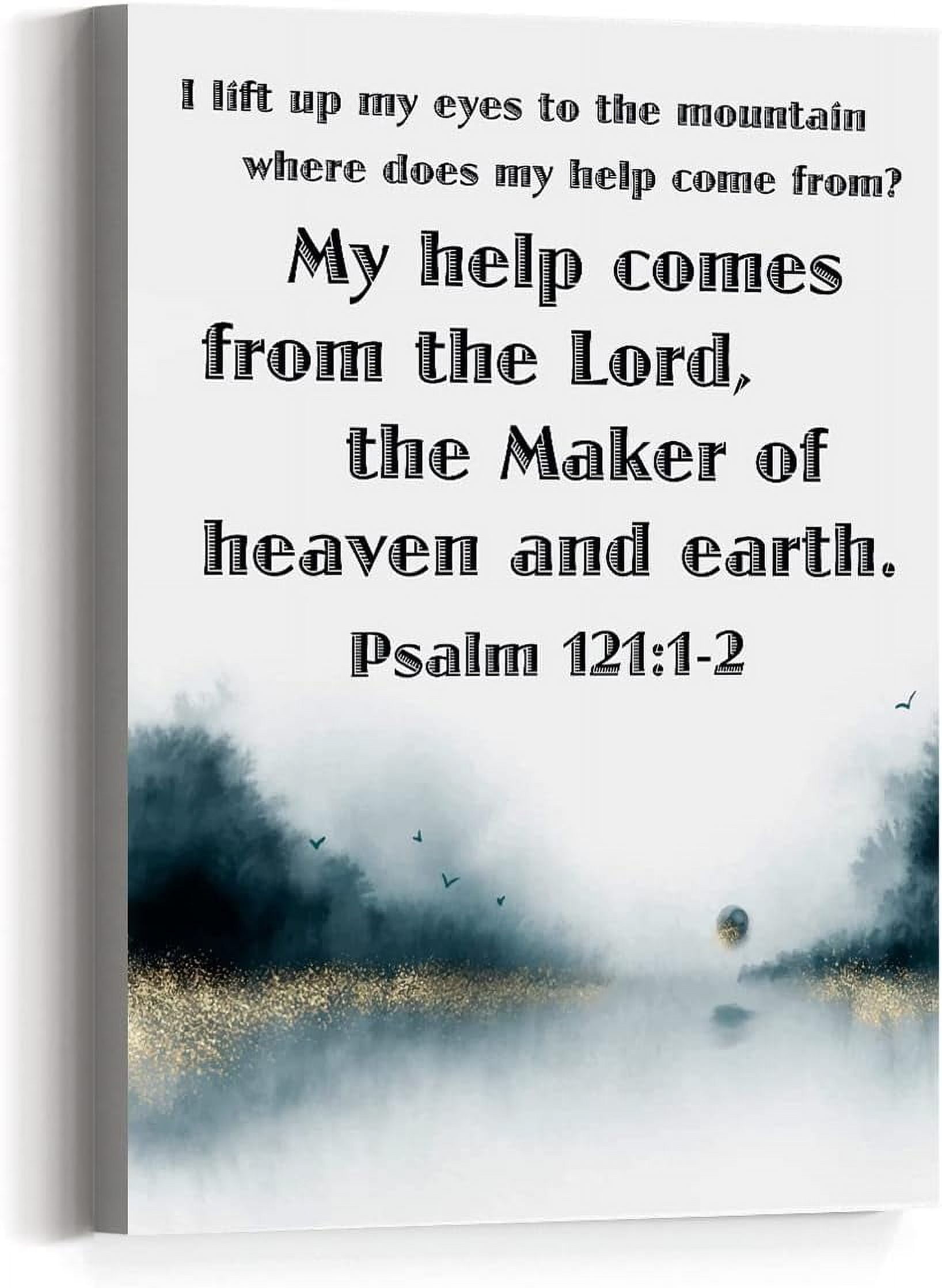 Christian Bible Verse Wall Art Canvas,I Lift Up My Eyes to the Mountain ...
