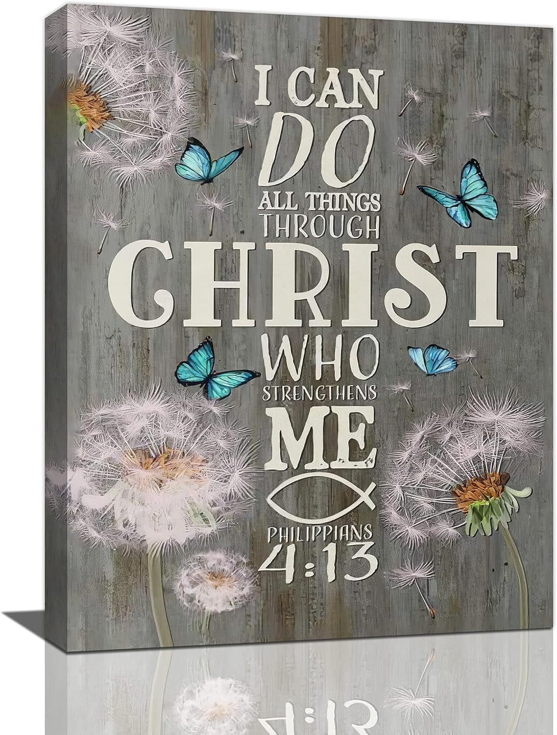 Christian Bible Verse Wall Art Country Dandelion Butterfly Pictures ...