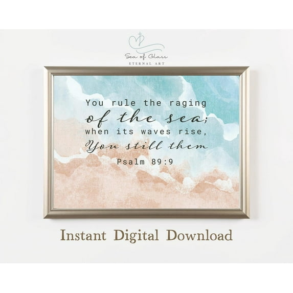 Christian Bible Verse Wall Art Poster Beach Coastal Theme Art Scripture ...