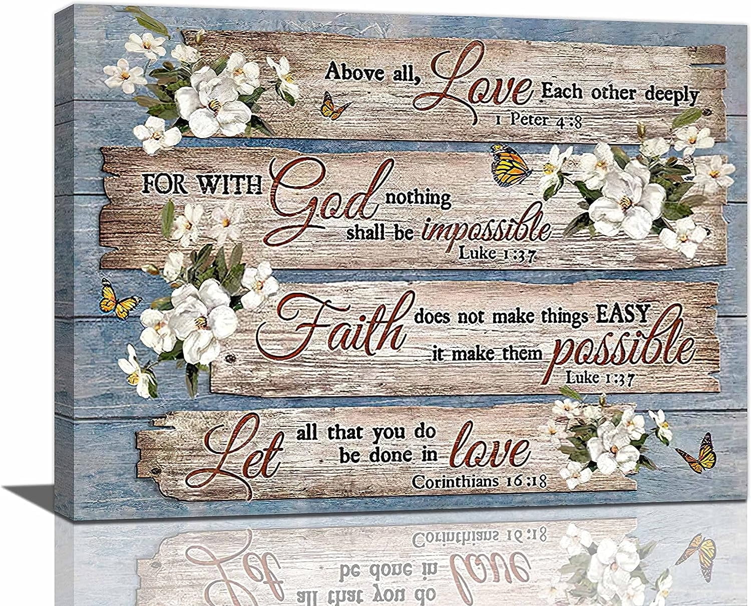 Christian Bible Verse Wall Art Rustic Inspirational Bible Verses Flower ...