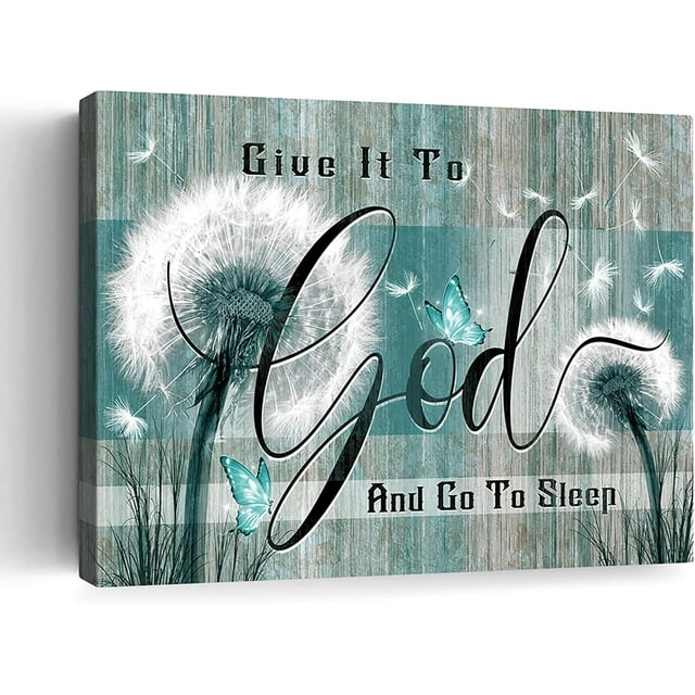 Christian Bible Verses Wall Art Teal Give It To God And Go To Sleep ...