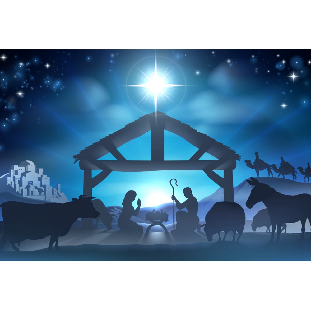 Christian Birth of Jesus Backdrops Chiristmas Holy Night Family Cross ...