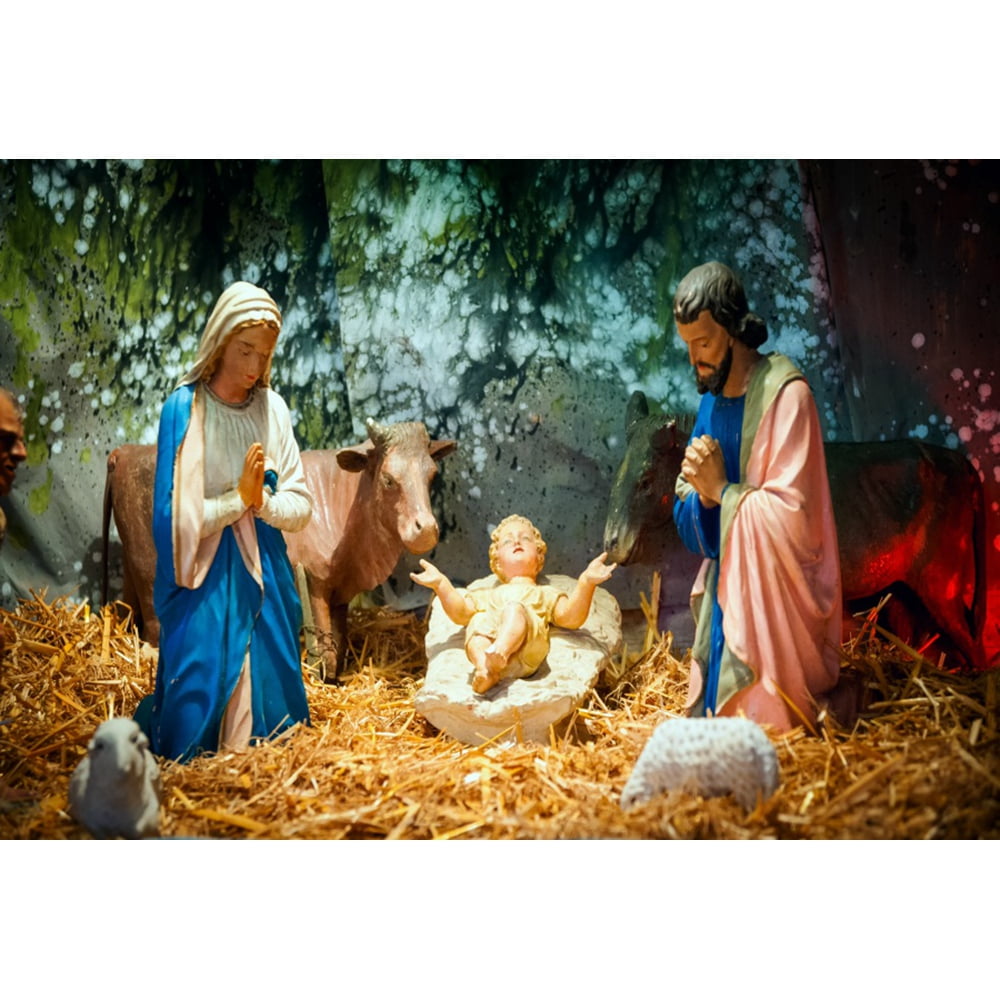 Christian Birth of Jesus Backdrops Chiristmas Holy Night Family Cross ...