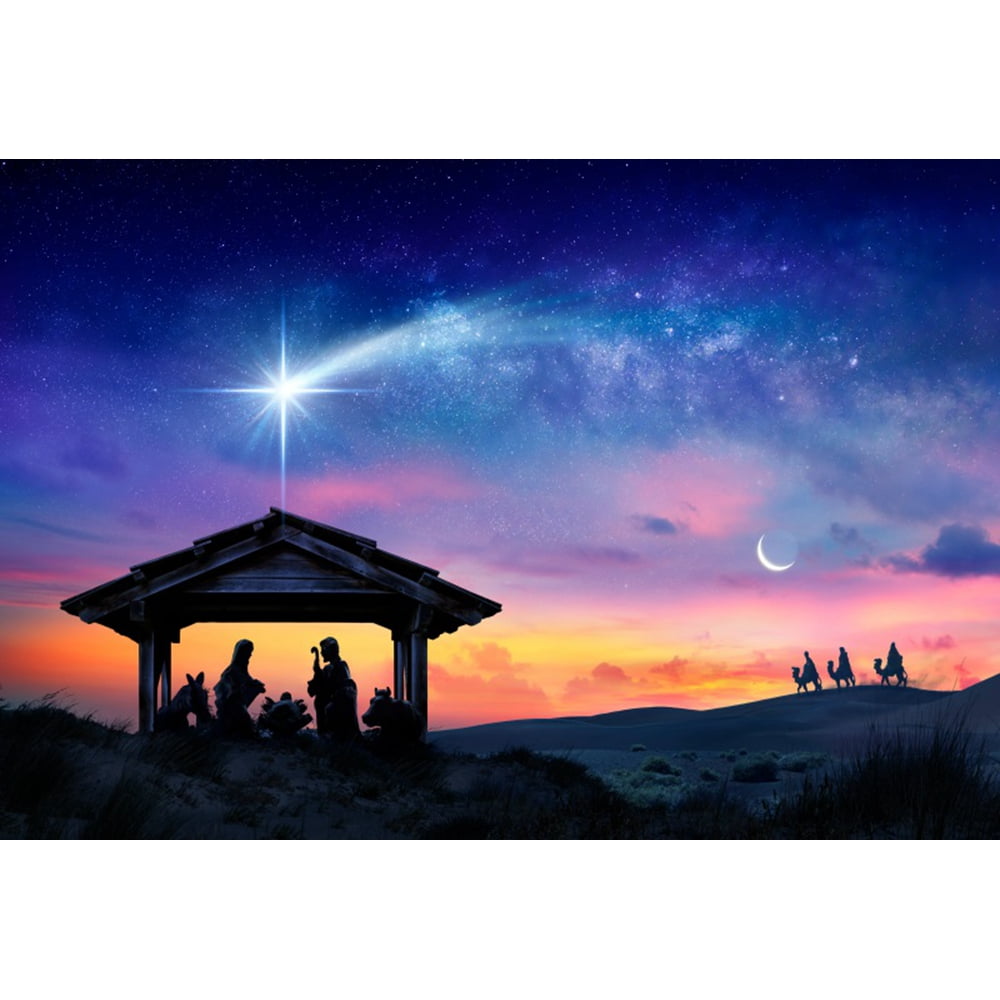 Christian Birth of Jesus Backdrops Chiristmas Holy Night Family Cross ...