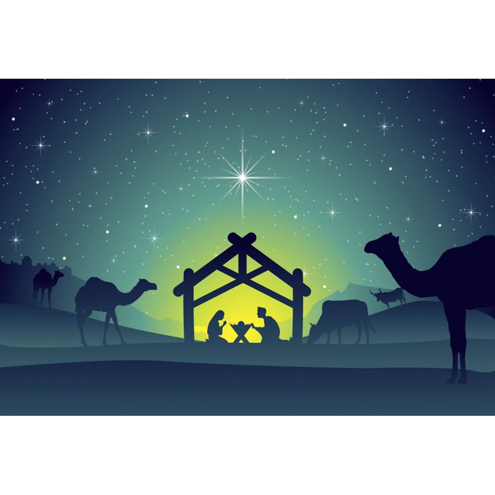 Christian Birth of Jesus Backdrops Chiristmas Holy Night Family Cross ...
