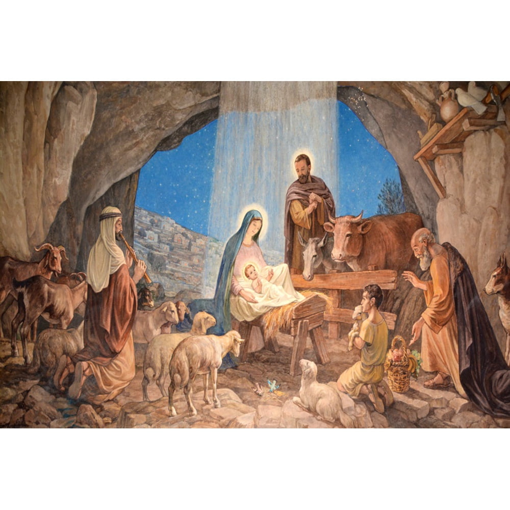 Christian Birth of Jesus Backdrops Chiristmas Holy Night Family Cross ...