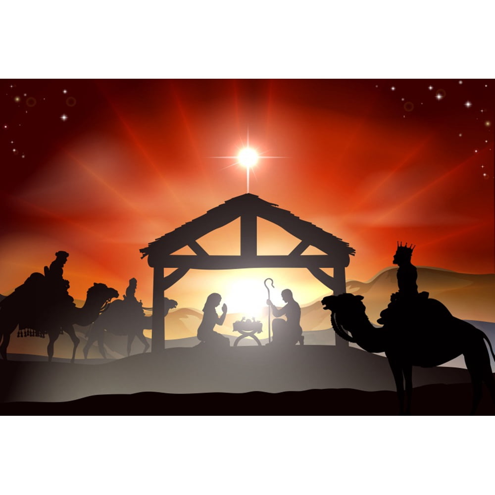 Christian Birth of Jesus Backdrops Chiristmas Holy Night Family Cross ...