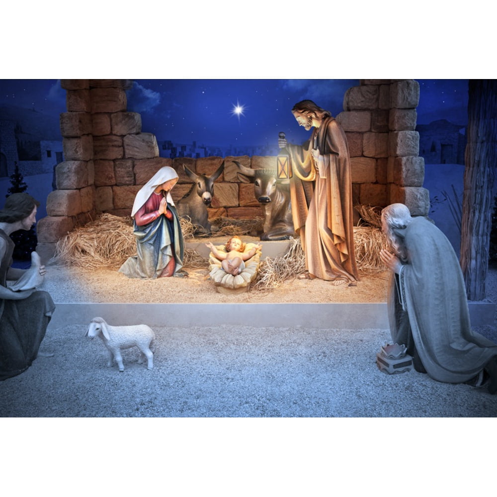 Christian Birth of Jesus Backdrops Chiristmas Holy Night Family Cross ...