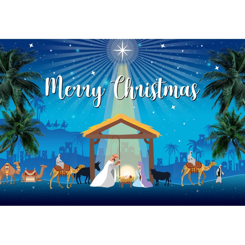 Christian Birth of Jesus Backdrops Chiristmas Holy Night Family Cross ...