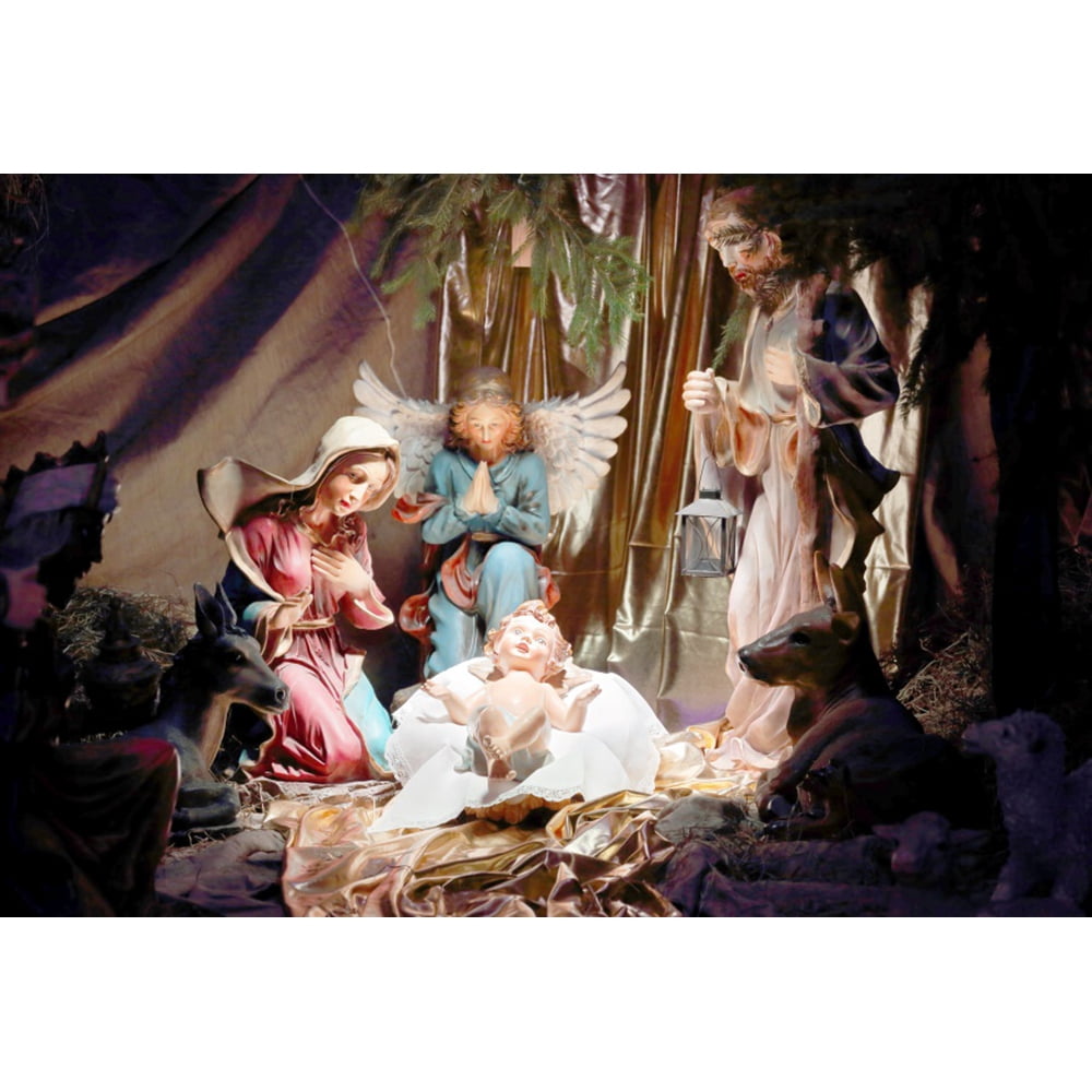 Christian Birth of Jesus Backdrops Chiristmas Holy Night Family Cross ...