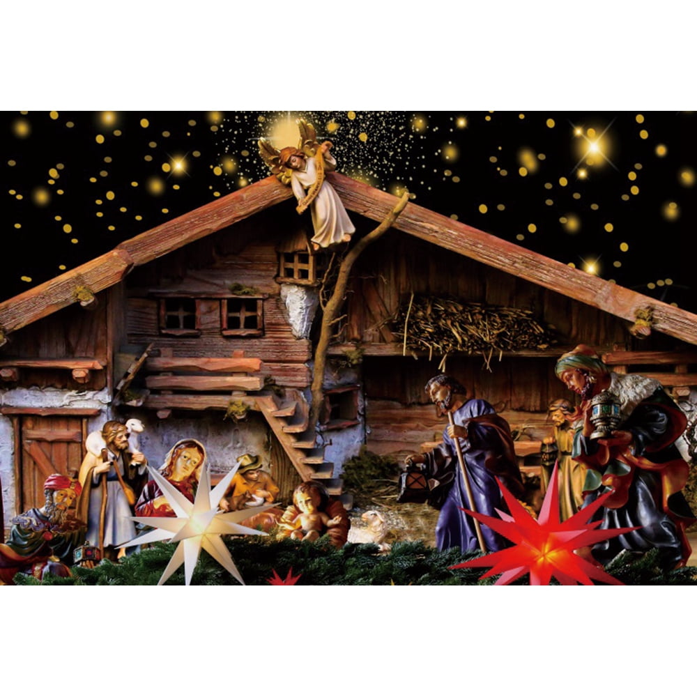 Christian Birth of Jesus Backdrops Chiristmas Holy Night Family Cross ...
