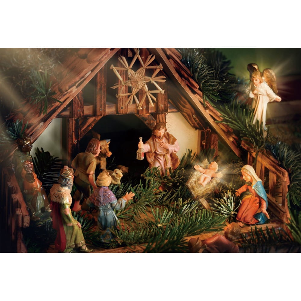 Christian Birth of Jesus Backdrops Chiristmas Holy Night Family Cross ...