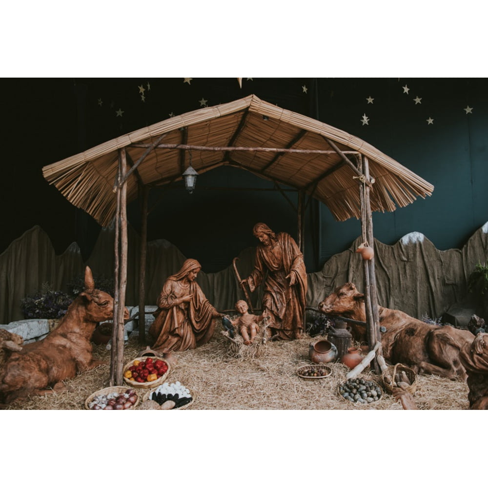 Christian Birth of Jesus Backdrops Chiristmas Holy Night Family Cross ...