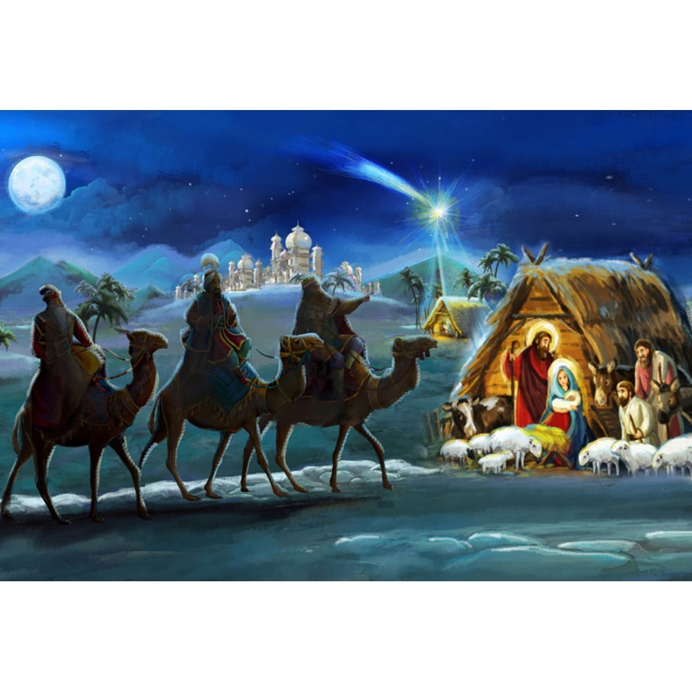 Christian Birth of Jesus Backdrops Chiristmas Holy Night Family Cross ...