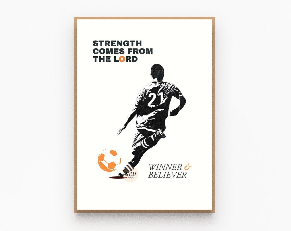 Christian Black And White Wall Soccer Art, Biblical Art Christian ...