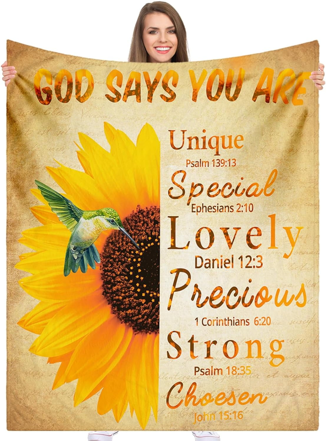 Christian Blanket Gifts for Women, Sunflower Scripture Verse Scripture ...