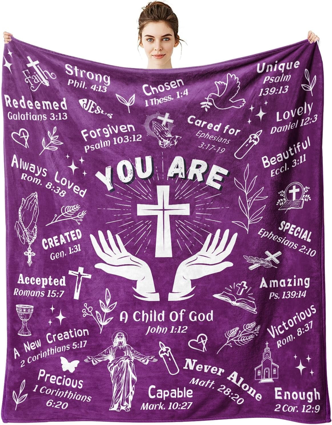 Christian Blanket Gifts for Women Men, Religious Blanket with Bible ...