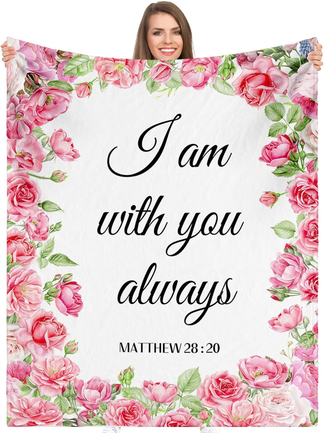Christian Blanket with Inspirational Thoughts and Prayers, Pink Rose ...