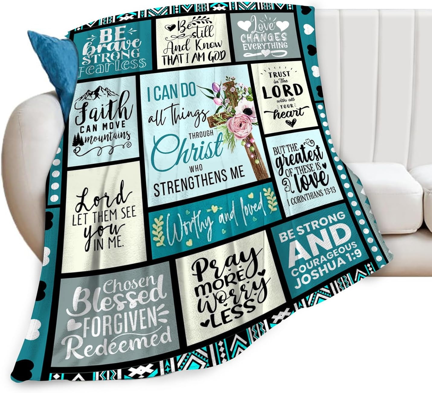 Christian Blanket Super Soft Warm Fluffy Flannel Bible Verse Scripture ...