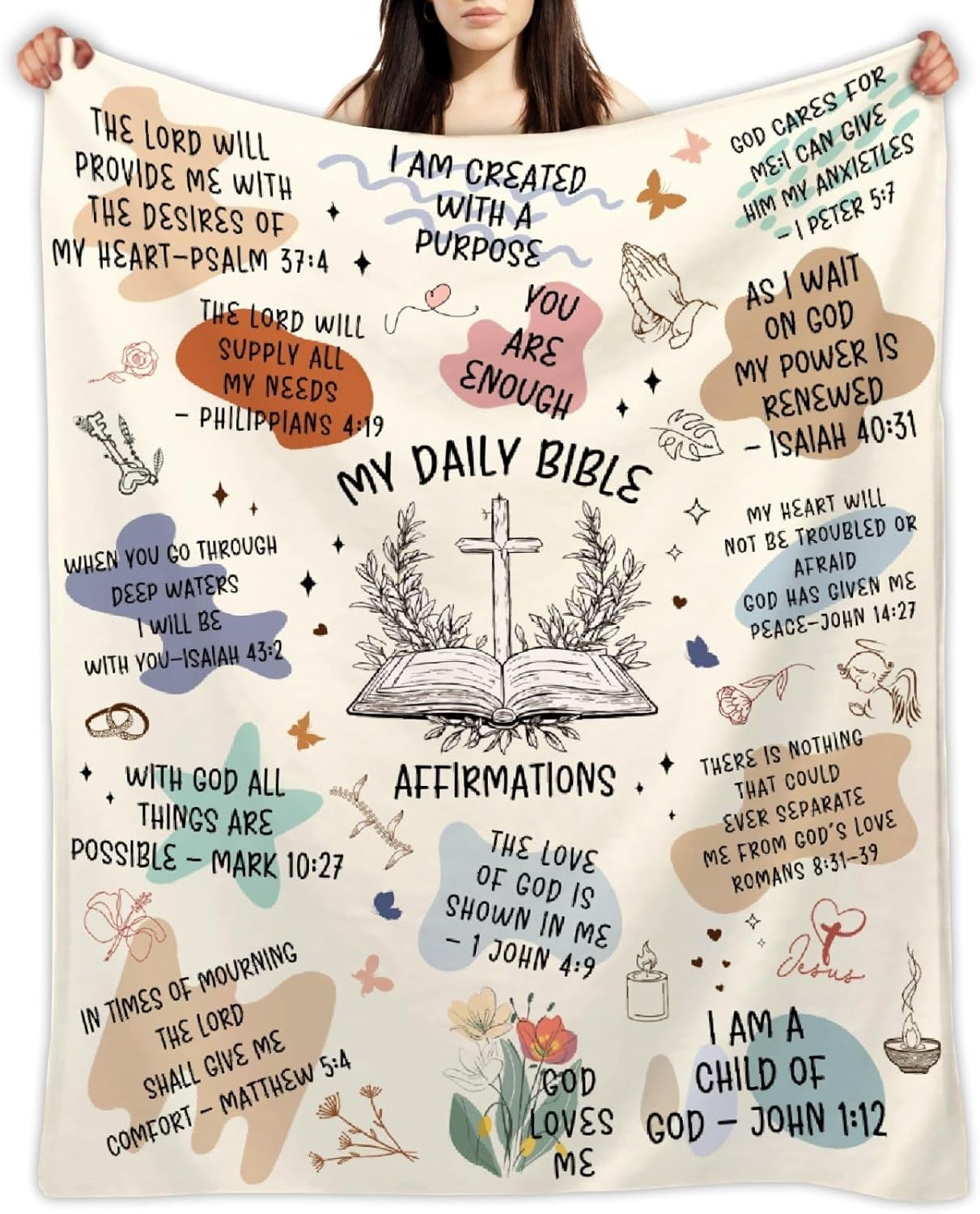 Christian Blanket for Women Girls - My Daily Bible Affirmations Blanket ...