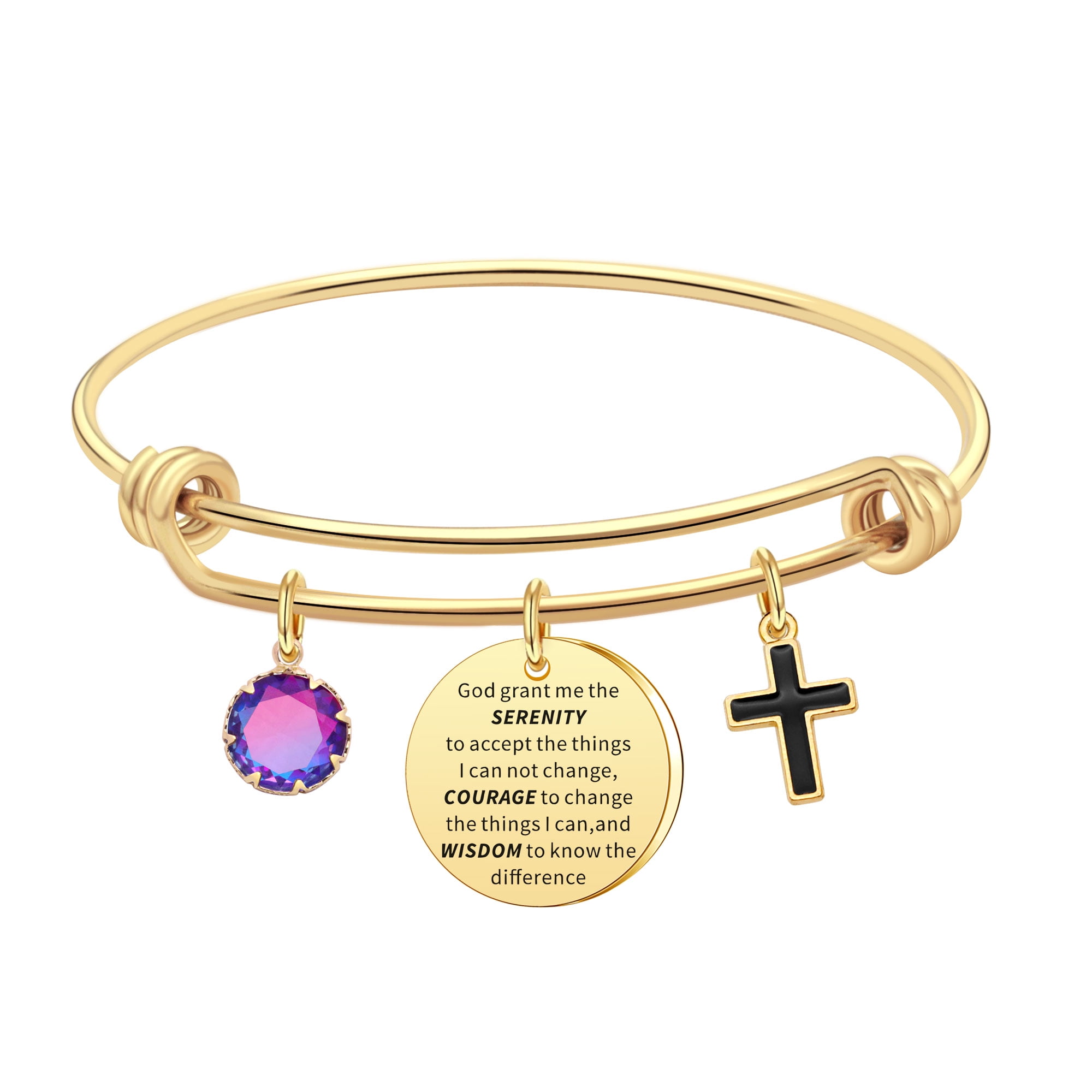 Christian Bracelets for Women Men,Serenity Prayer Gifts Gold Cross ...