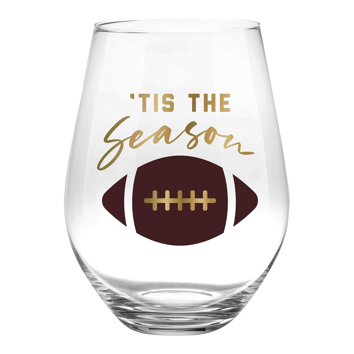 Slant Collections Football Themed Jumbo Stemless Wine Glass, 30-Ounce ...