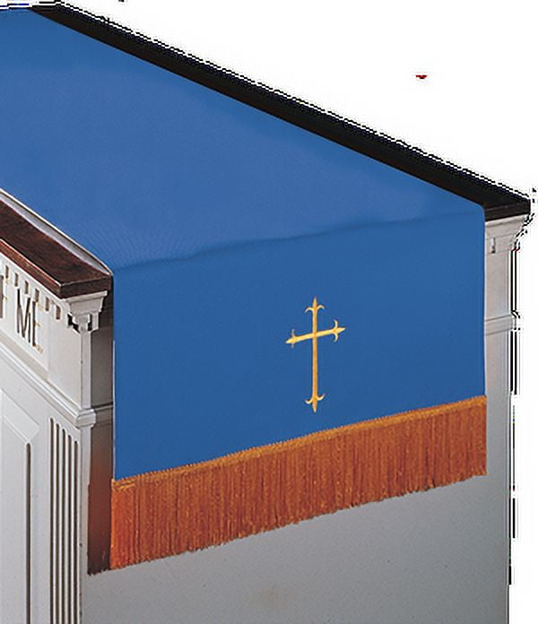 Christian Brands Reversible Fleur-de-Lis Cross Communion Runner, Blue ...