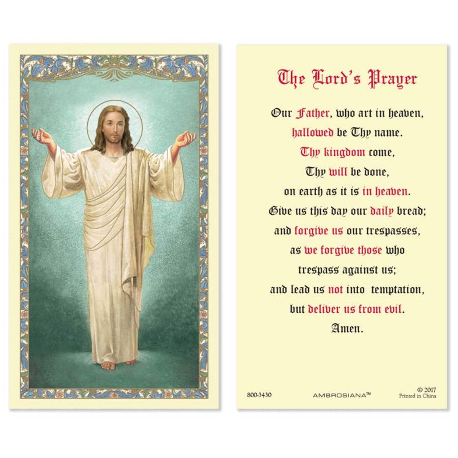 Christ Blessing The Lord's Prayer Holy Card - 25/pk - Walmart.com