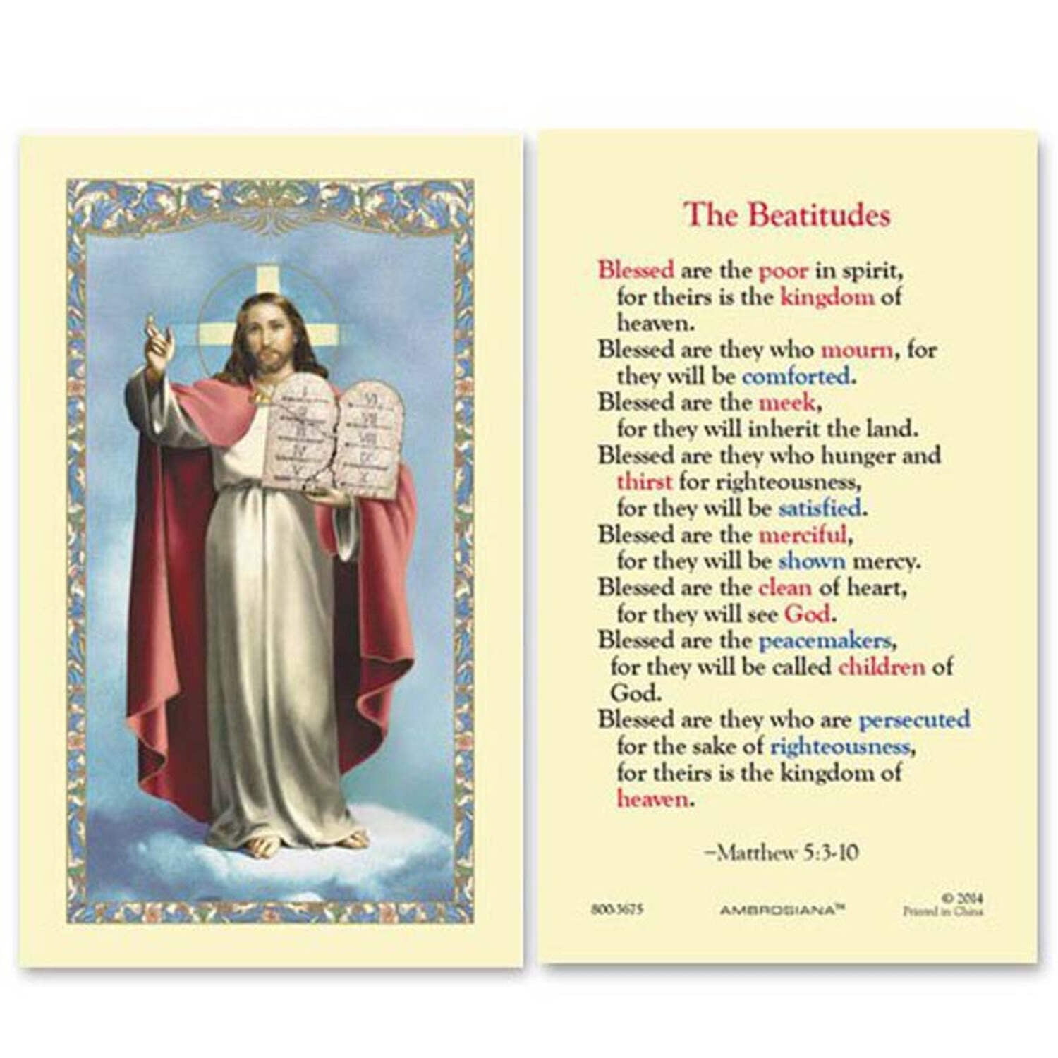 The Beatitudes Laminated Holy Card - 25/pk - Walmart.com