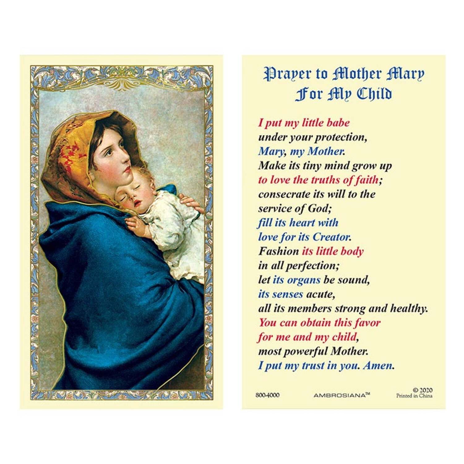 Madonna of the Streets Laminated Holy Card - 25/pk - Walmart.com