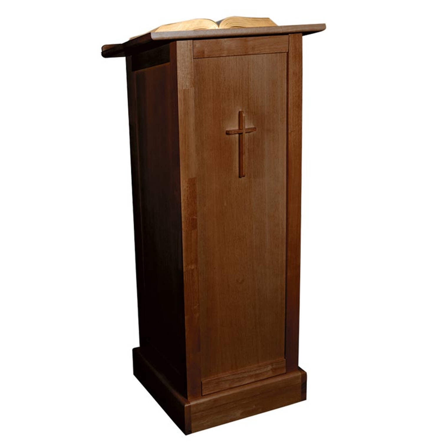 Full Lectern with Shelf - Walnut Finish - Walmart.com