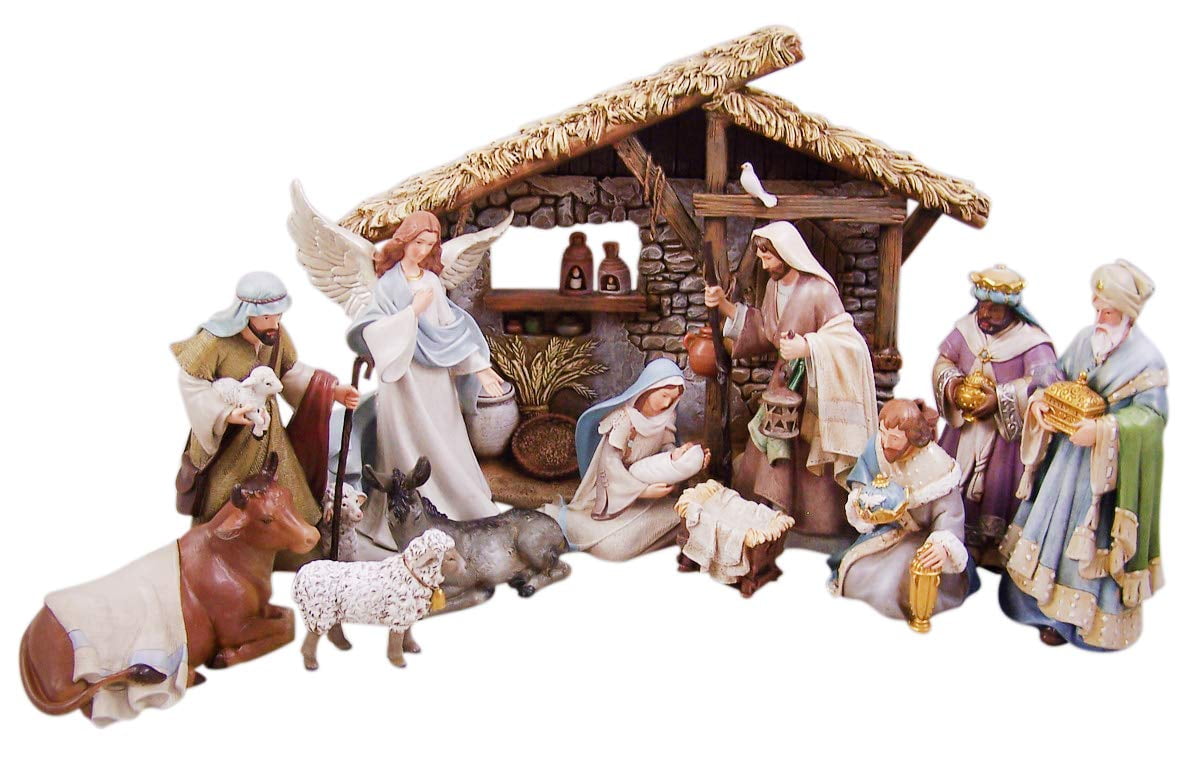 Christian Brands Bethlehem Night Nativity Set, Christmas Decor with ...