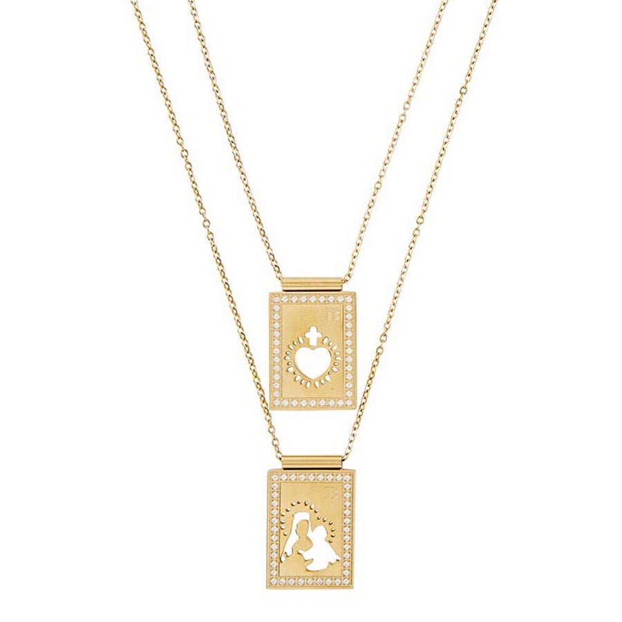 Christian Brands Mother And Sacred Heart Two Layer Scapular Necklace ...