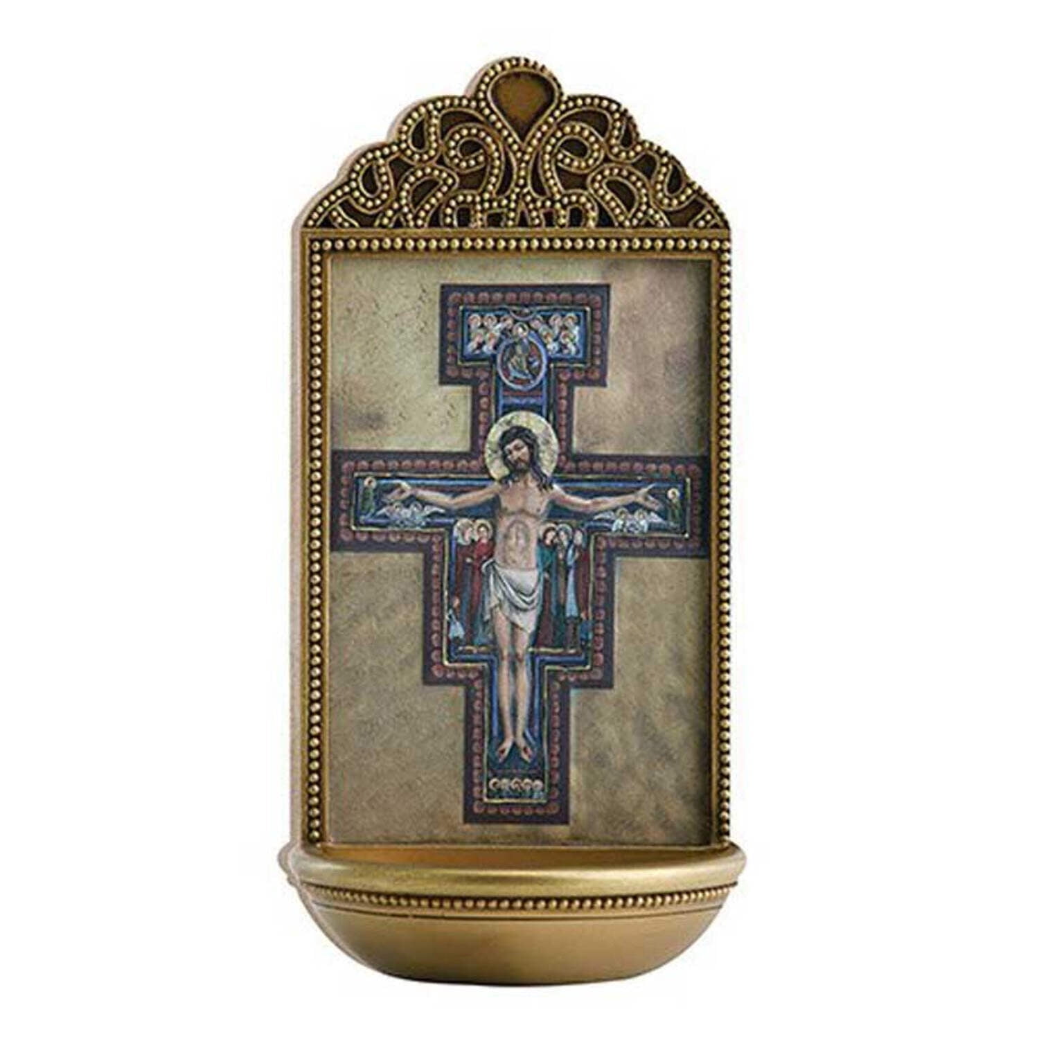 Christian Brands San Damiano Crucifix 6" Holy Water Font - Walmart.com