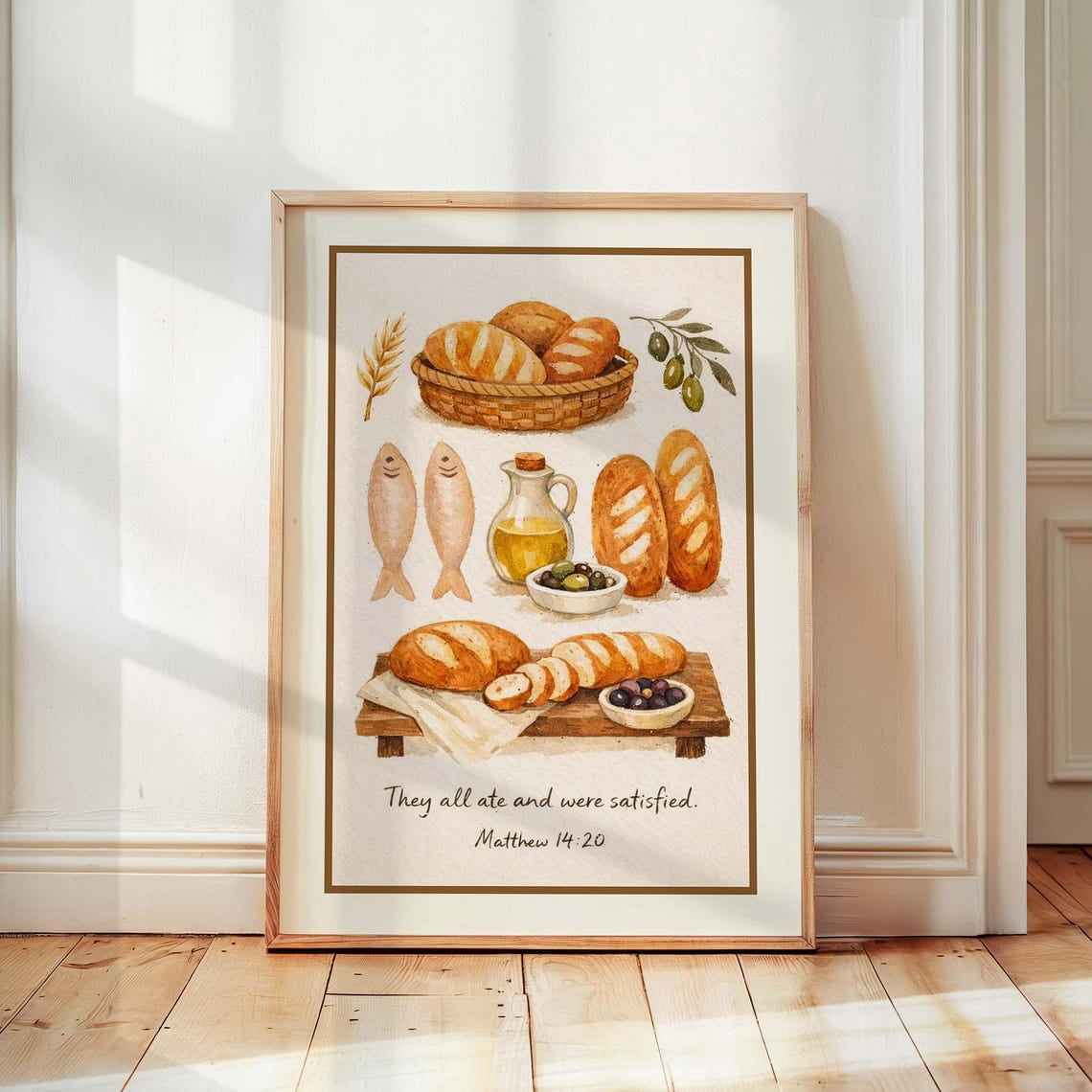 Christian Bread and Fish Kitchen Wall Art with Bible Verse Scripture ...