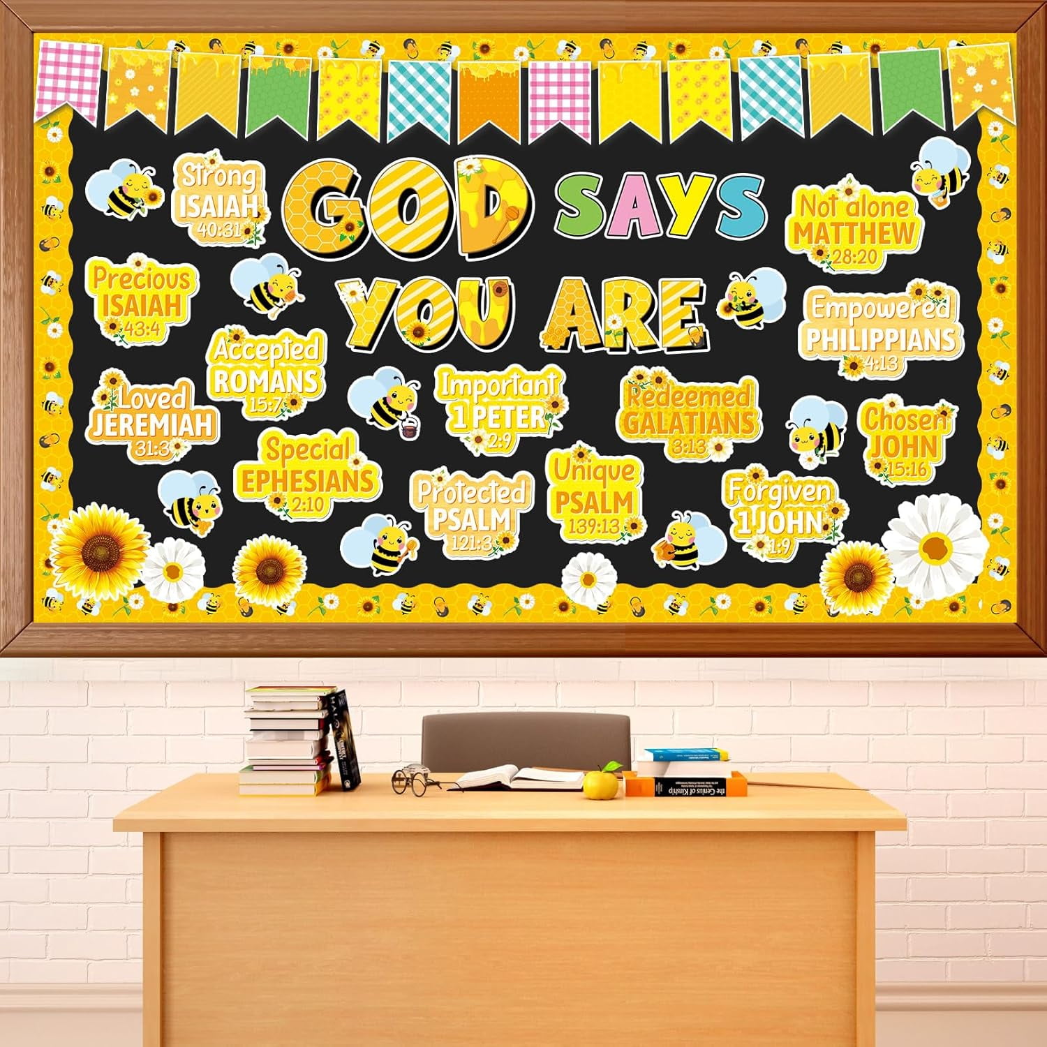 Christian Bulletin Board Decorations Bee Sunflower Paper Cutouts God ...