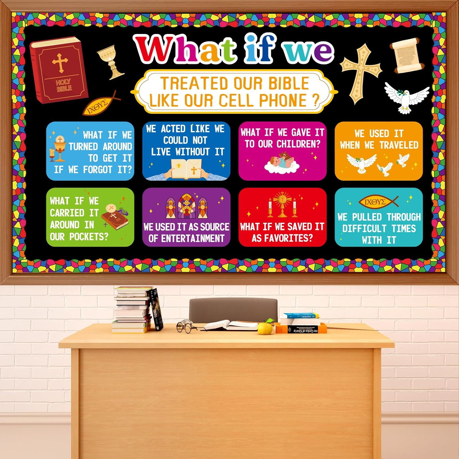 Christian Bulletin Board Decorations Set Religious Bible Cross Paper ...