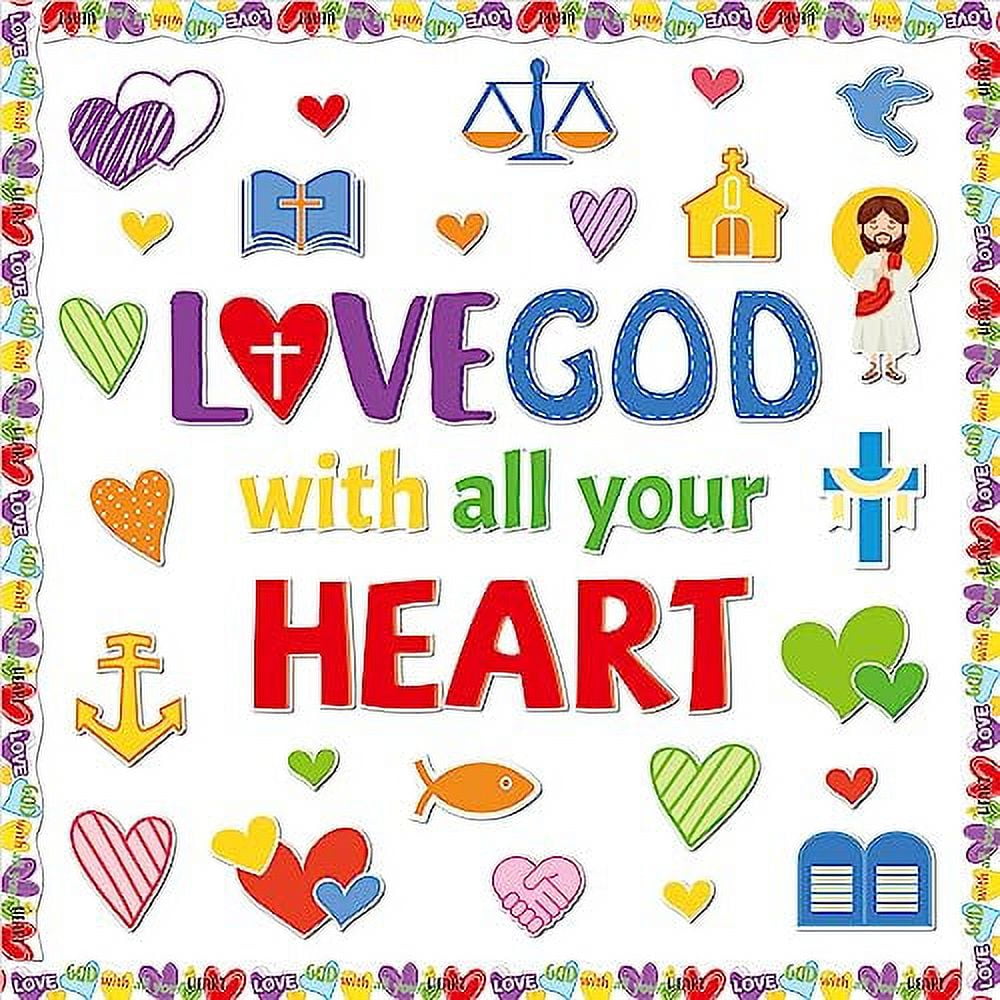 Christian Bulletin Board Set Love God with All Your Heart Bulletin ...