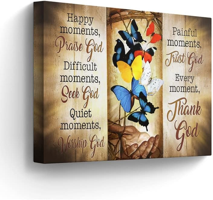 Christian Butterflies Canvas Wall Art Inspirational Pictures Wall Decor ...