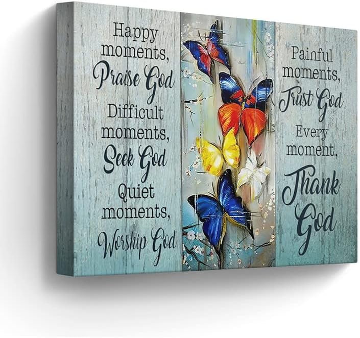 Christian Butterflies Canvas Wall Art Inspirational Pictures Wall Decor ...