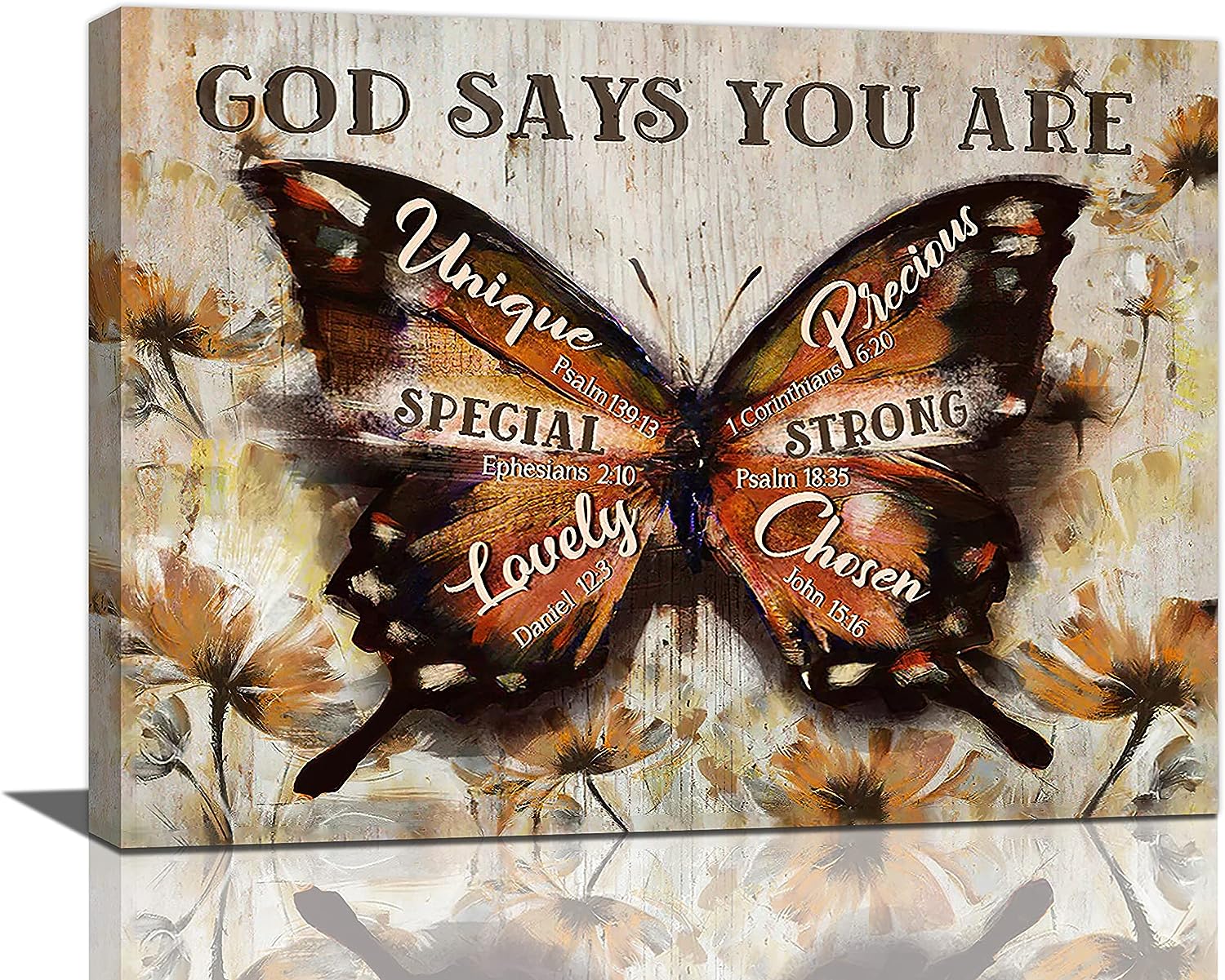 Christian Butterfly Pictures Wall Decor Bible Verse Scriptures Canvas ...