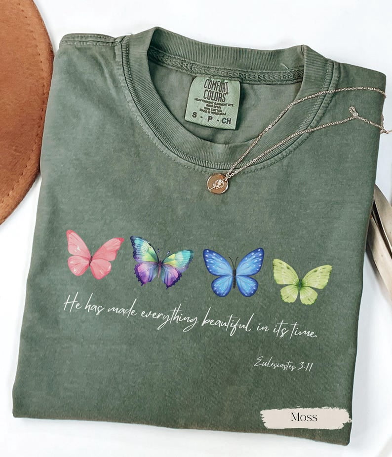 Christian Butterfly Shirt, Butterflies Shirt, Bible Verse Shirt, Spring ...