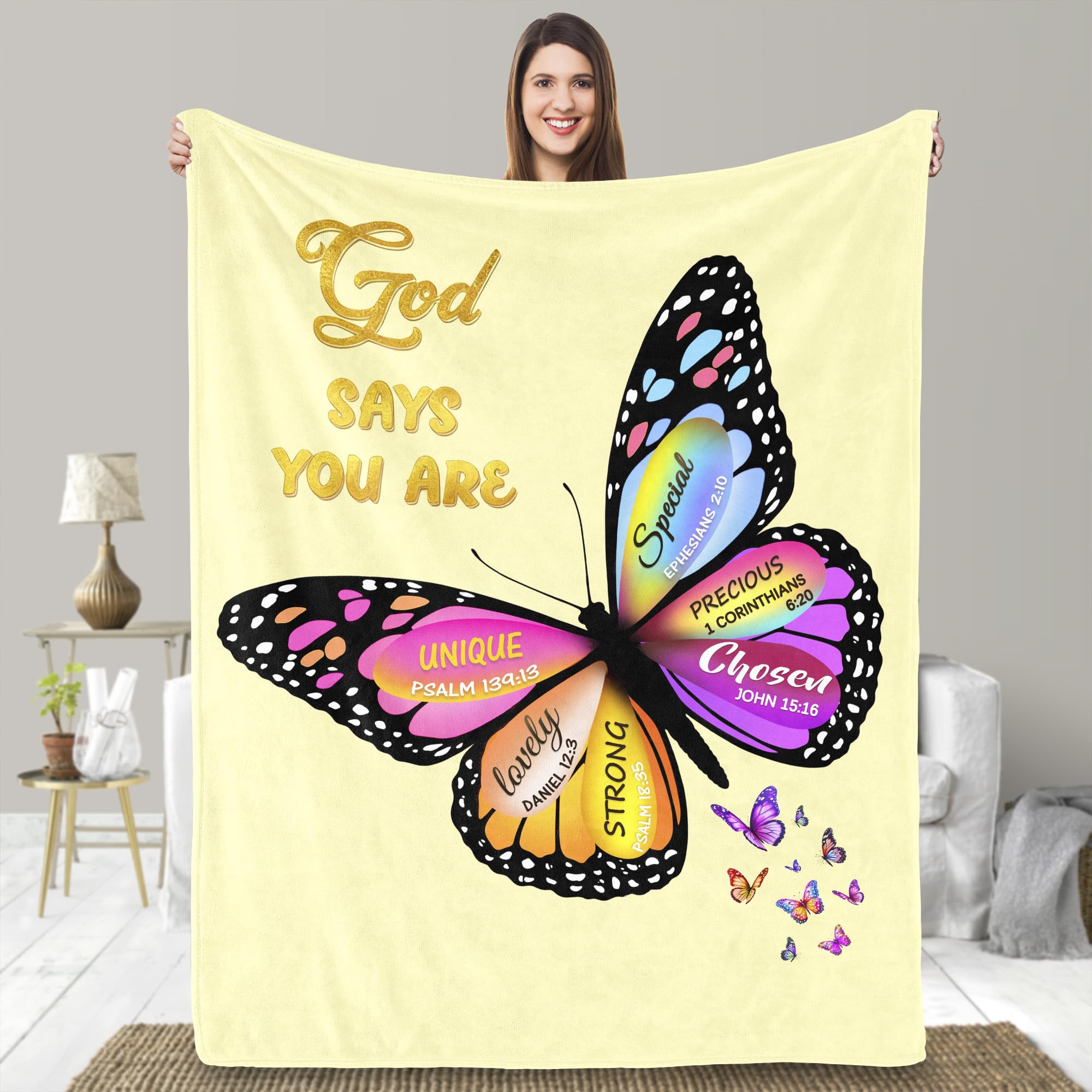Christian Butterfly Throw Blanket, Inspirational Religious Gifts for ...