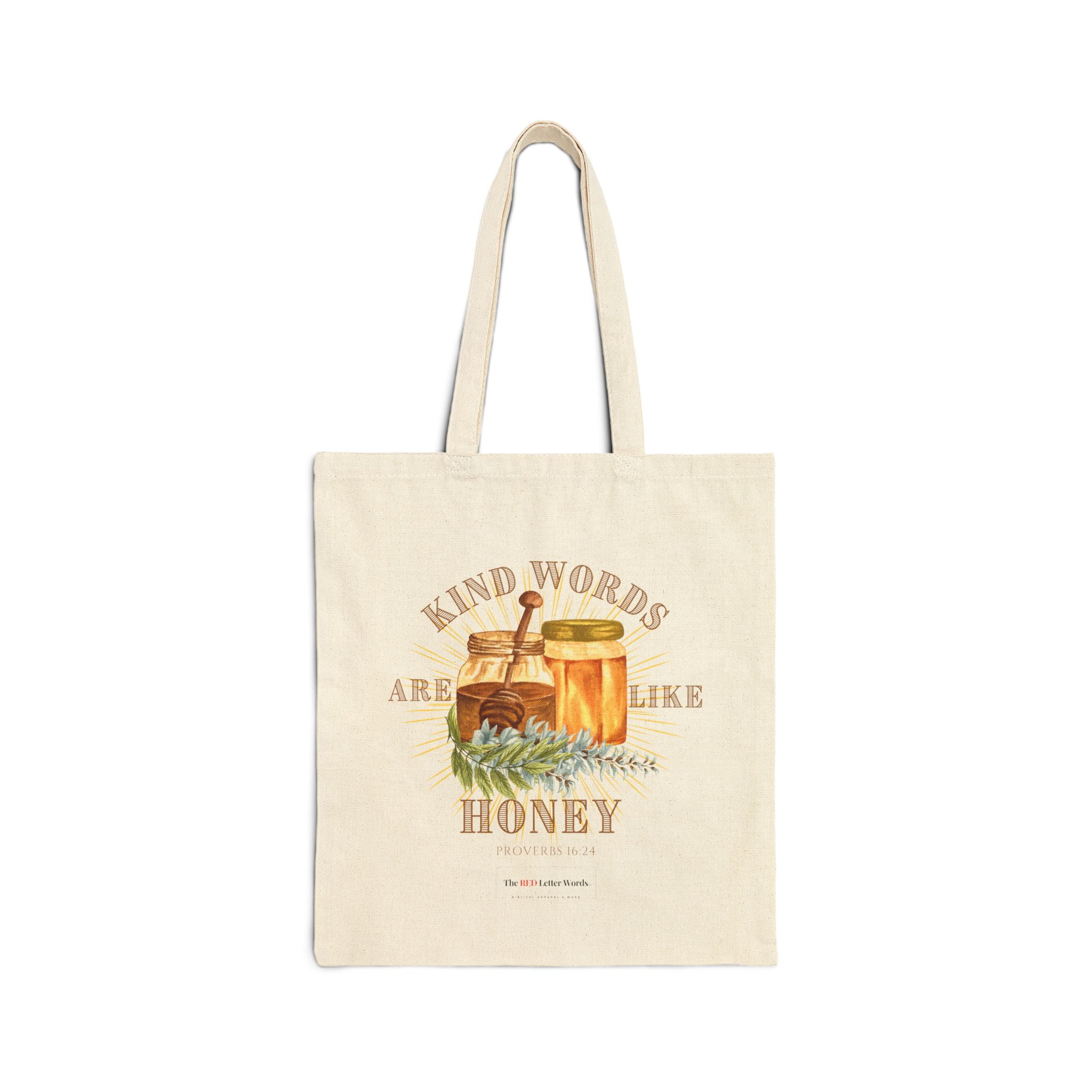 Christian Canvas Tote - Kind Words Are Like Honey - Proverbs 16:24 ...
