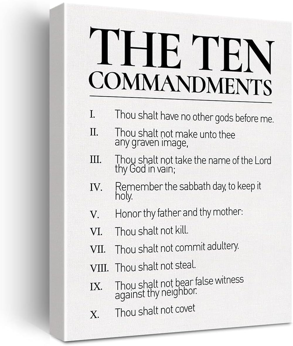 Christian Canvas Wall Art 10 Commandments Canvas Print Positive ...