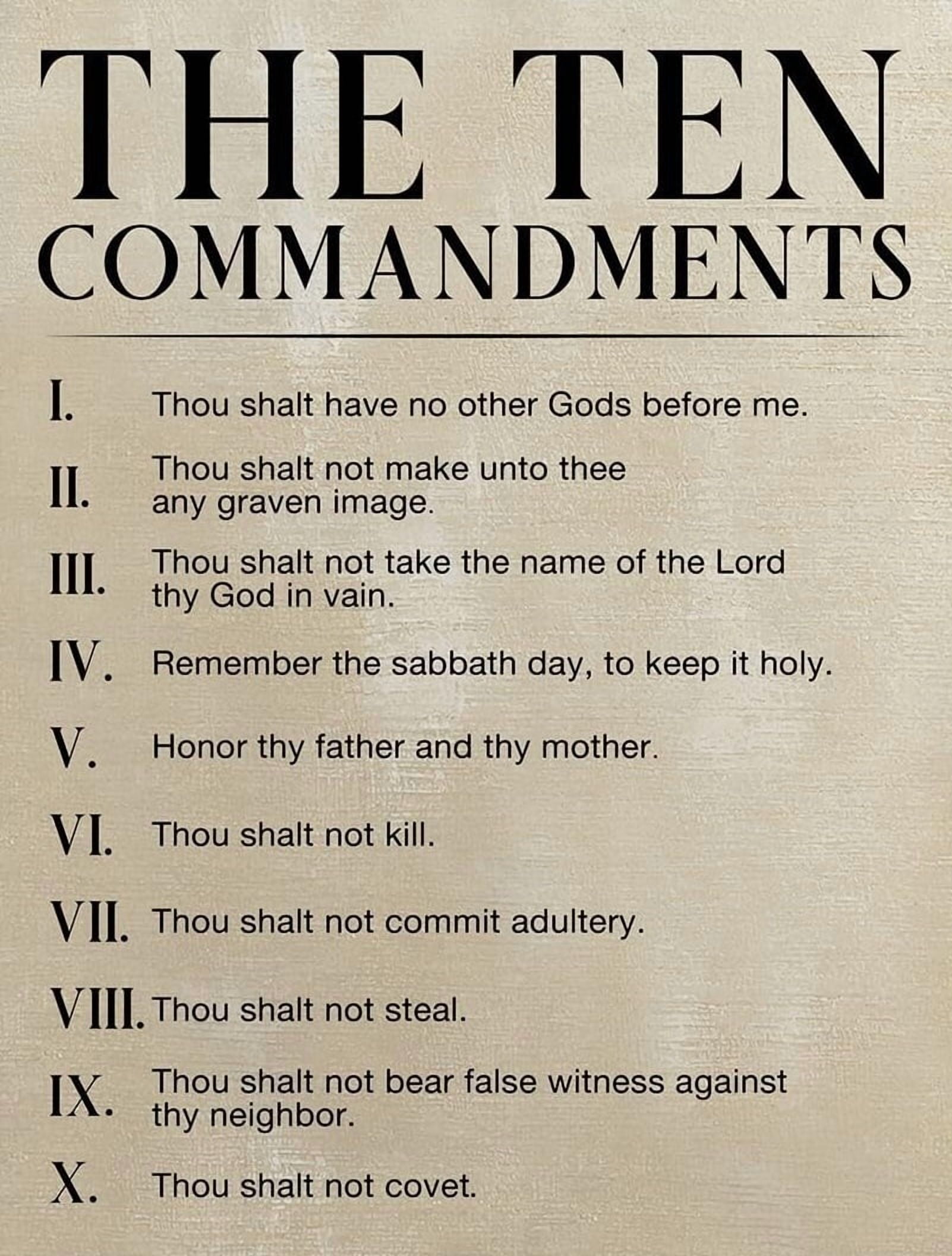 Christian Canvas Wall Art Bible Verse the Ten Commandments Poster Print ...