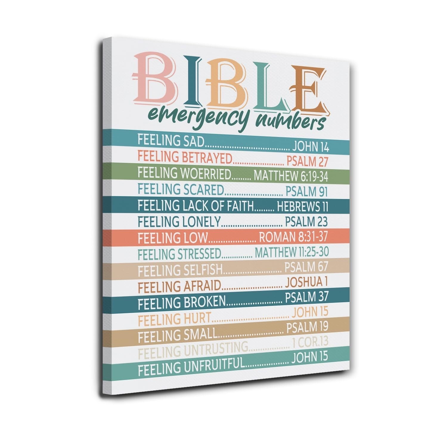 Christian Canvas poster Wall Decor, Bible Emergency Numbers Wall Art ...
