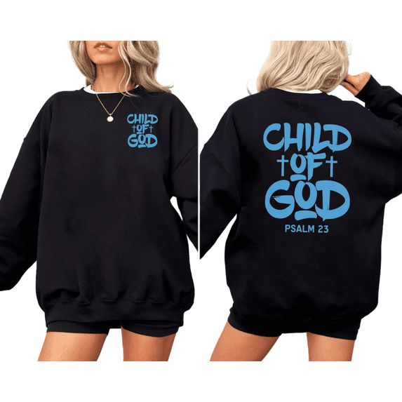 Christian Child of God Blue print Graphic Faith Themed Soft Comfort ...